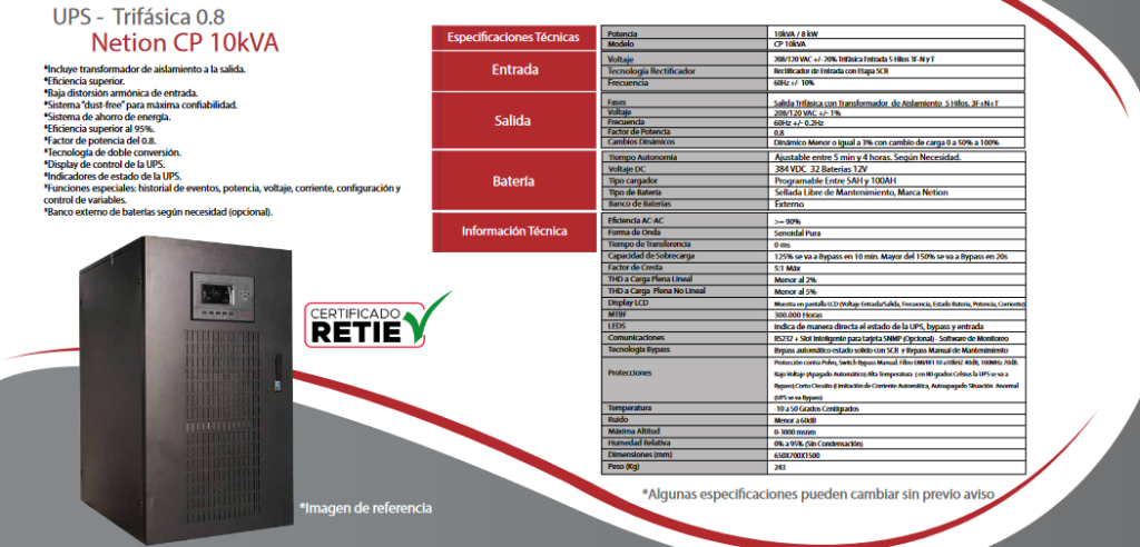 UPS 10KVA Trifasica online NETION Medellín - American Insap